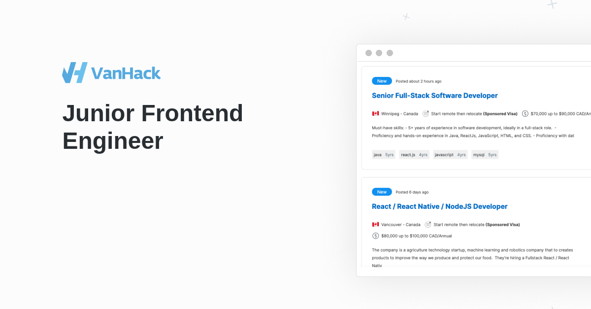 Junior Frontend Engineer - VanHack